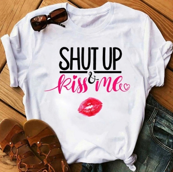 Tops | Take 5 Off Kiss Me Tee | Poshmark
